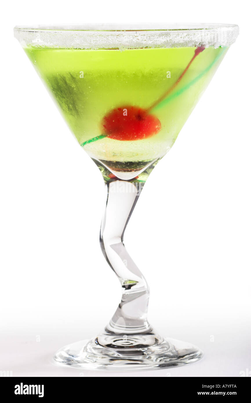 Green Apple Saketini front view close up Stock Photo - Alamy