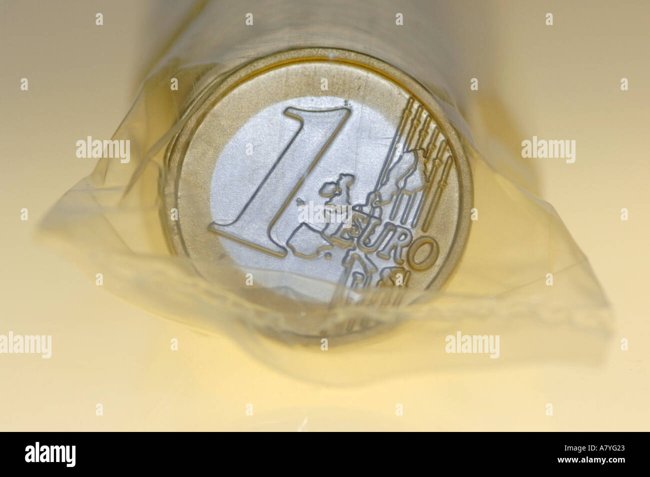 polythene bag of plastic replica euro coins Stock Photo - Alamy