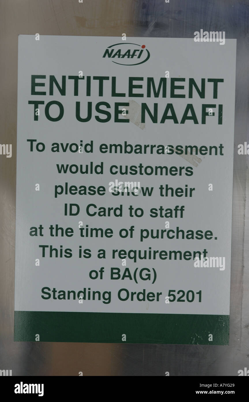 entitlement to use Naafi id cards British Forces abroad Stock Photo - Alamy