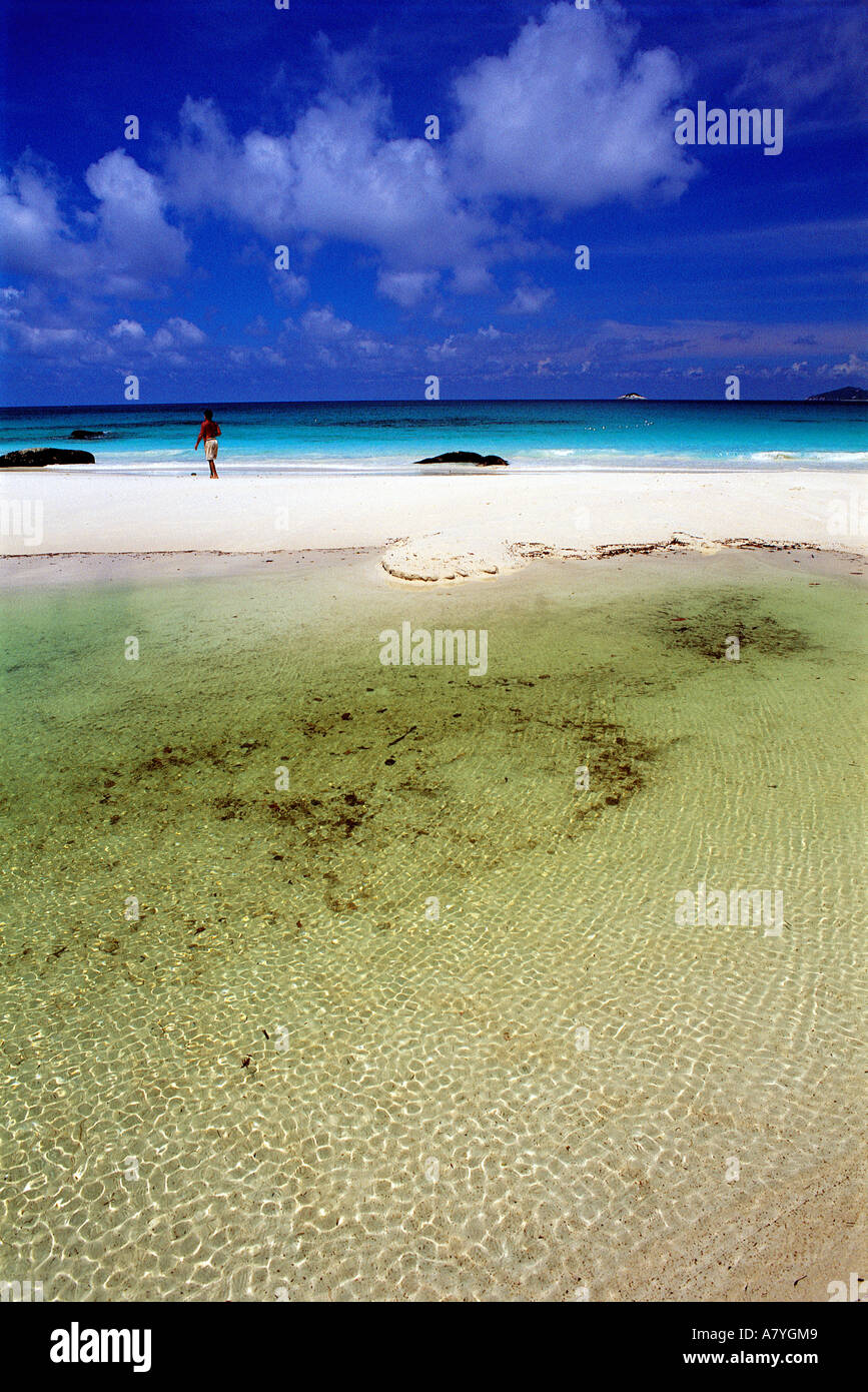 Seychelles, Praslin island, beach and river Stock Photo - Alamy