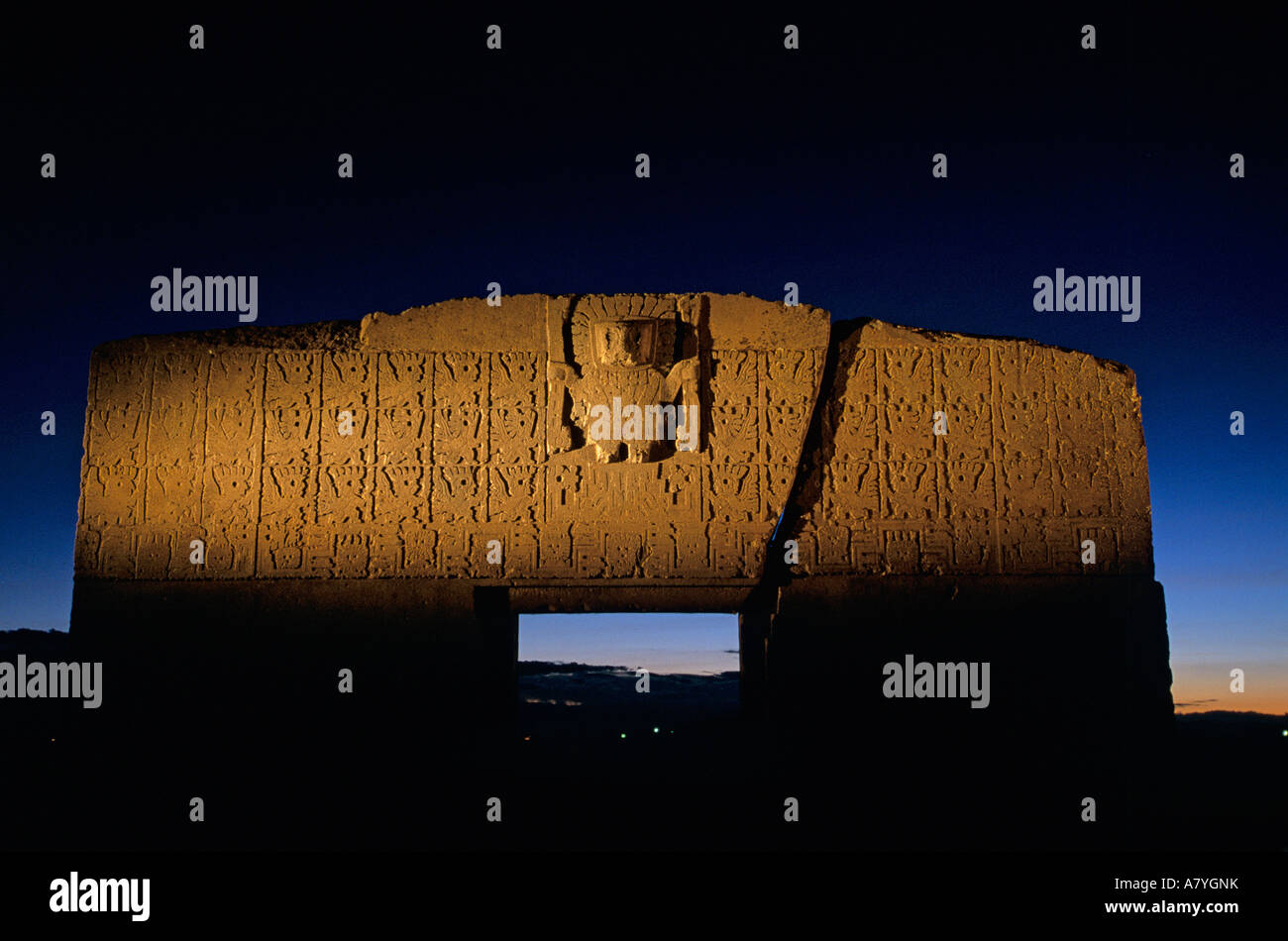 Bolivia, Tiwanaku, Gate of the Sun Stock Photo - Alamy