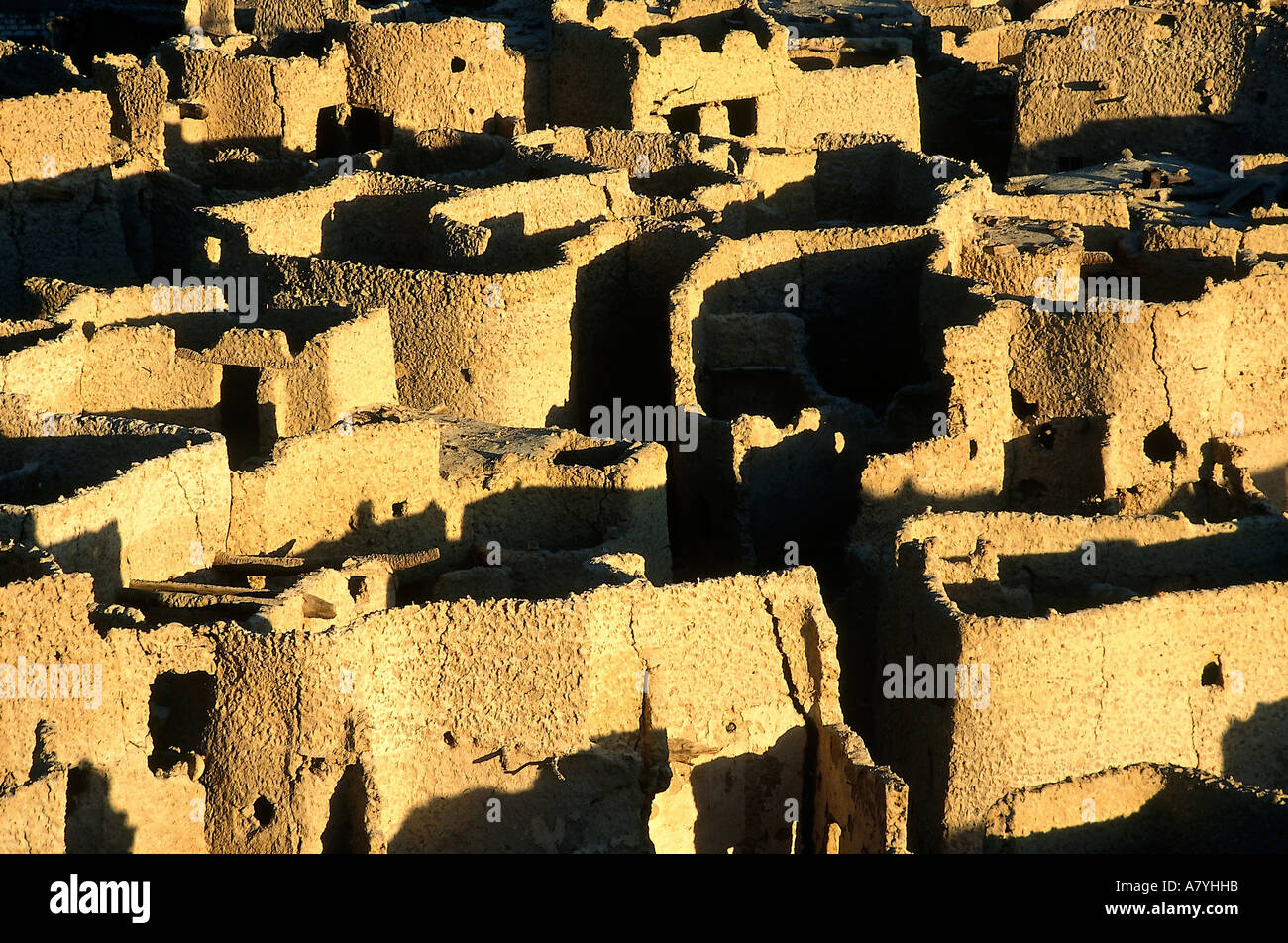 Egypt, Libyan desert and oasis, ruins of the old village of Siwa at ...