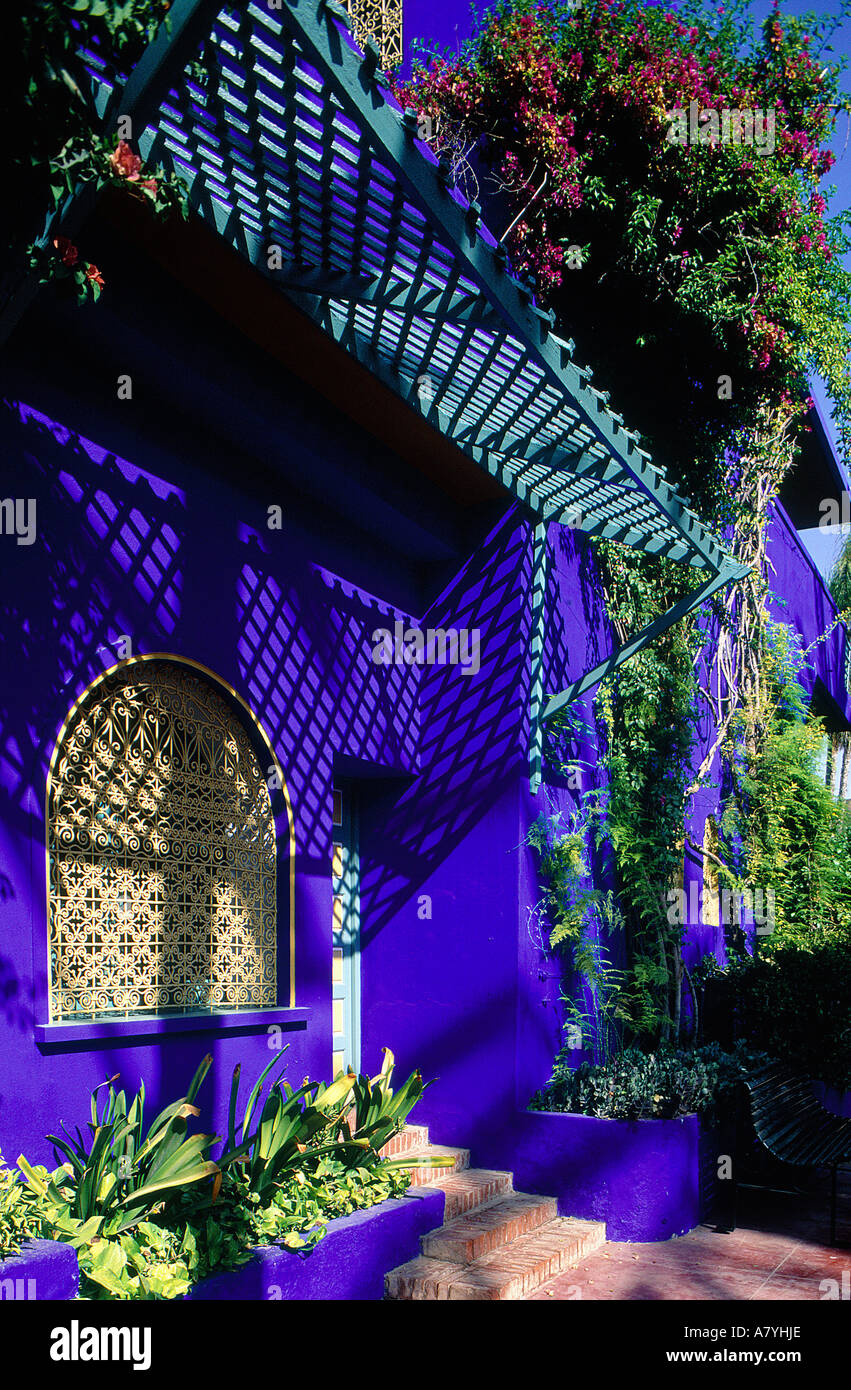 Morocco, Marrakech, blue painted Majorelle house now a museum open to ...