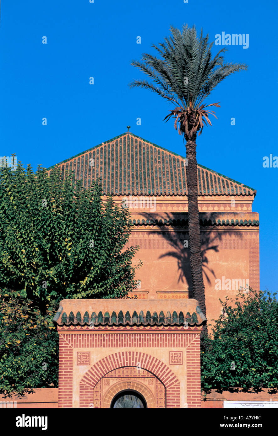 Morocco, Marrakech, Menara Park, main historical building Stock Photo ...