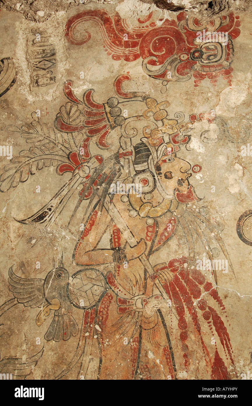 Maya, Maya Murals, San Bartolo, Guatemala, Dr. Bill Saturno Stock Photo ...