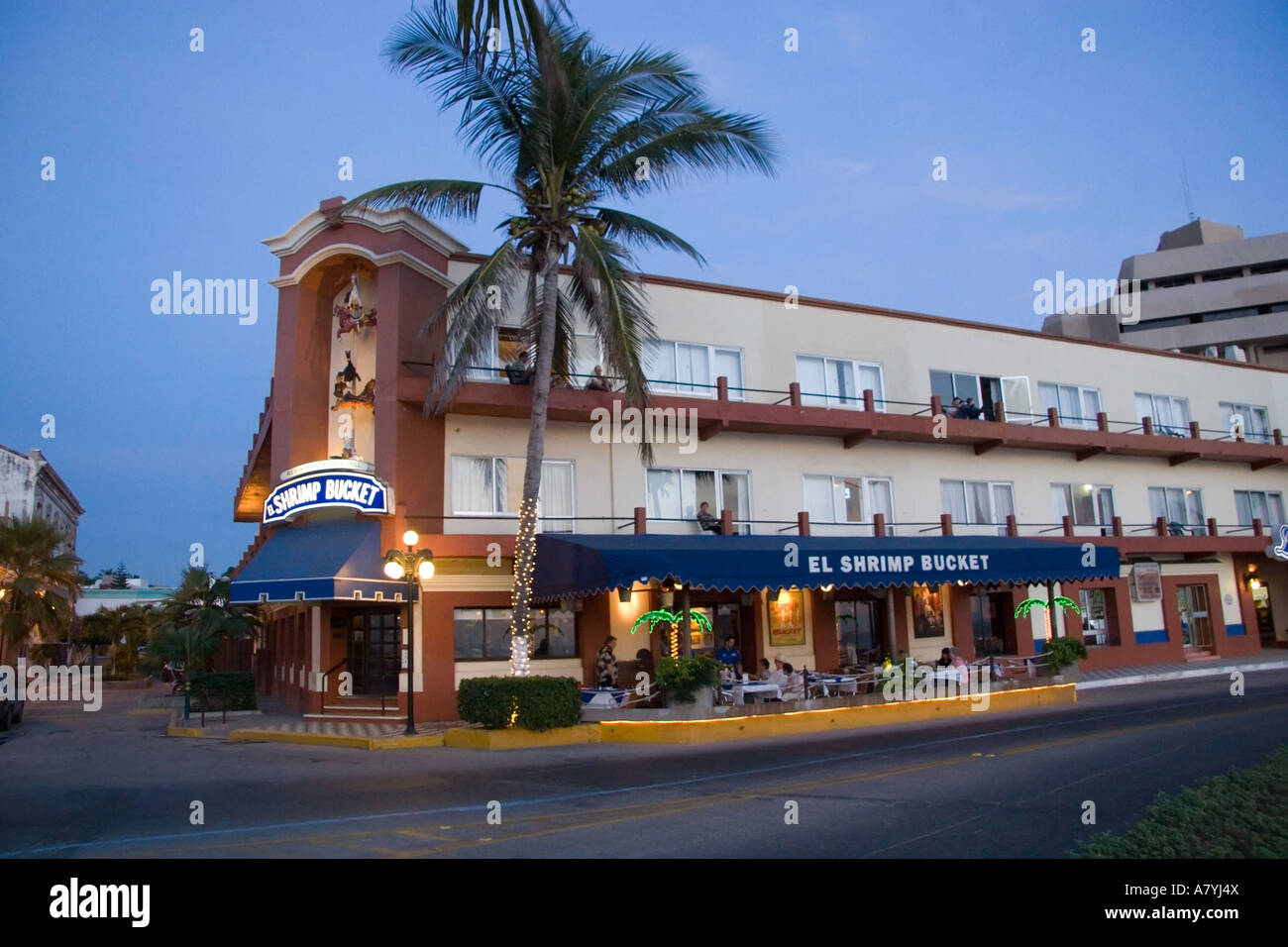 North America, Mexico, Mazatlan. The famous El Shrimp Bucket restaurant ...