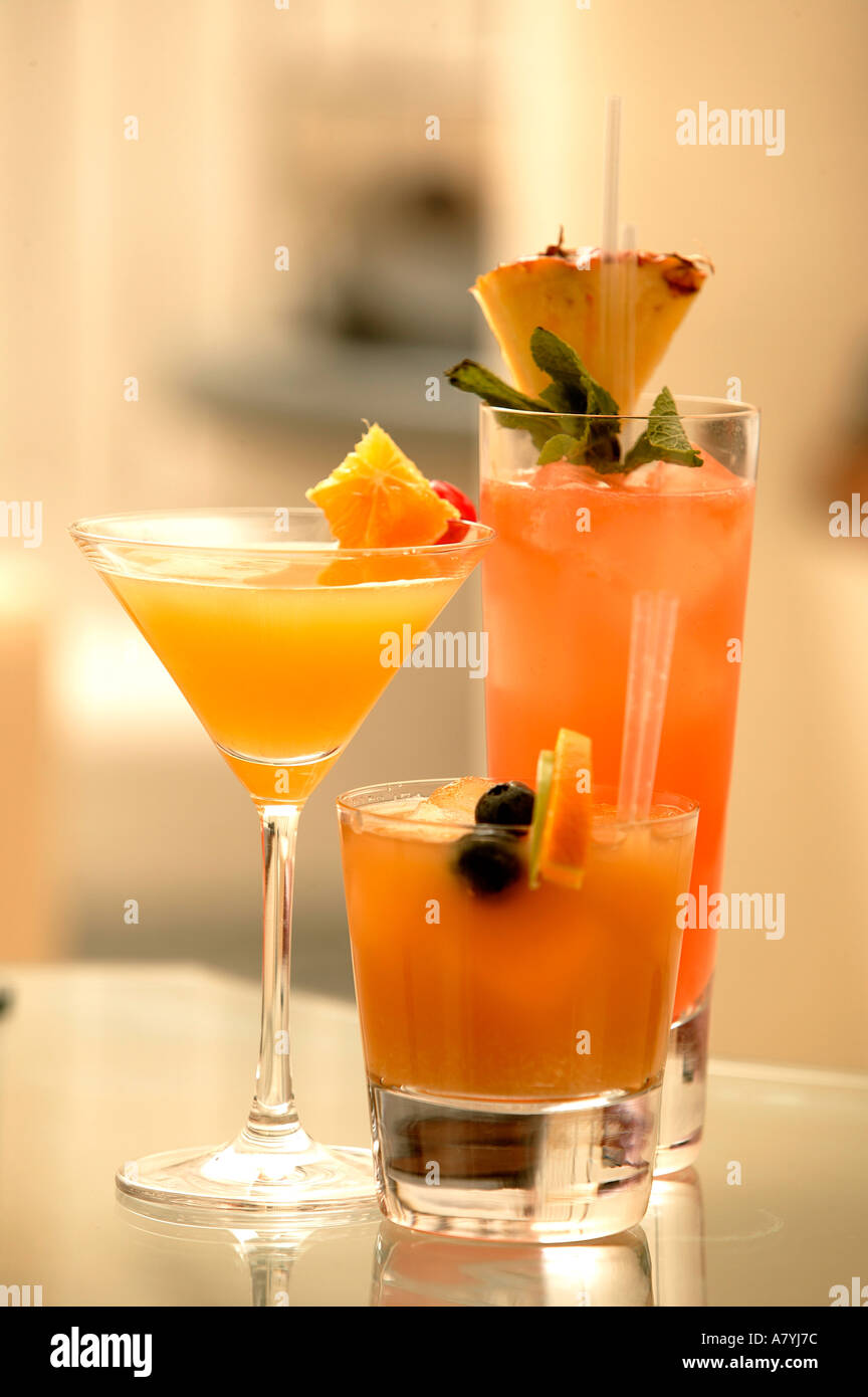 Three glasses with a cocktail in bar hi-res stock photography and ...