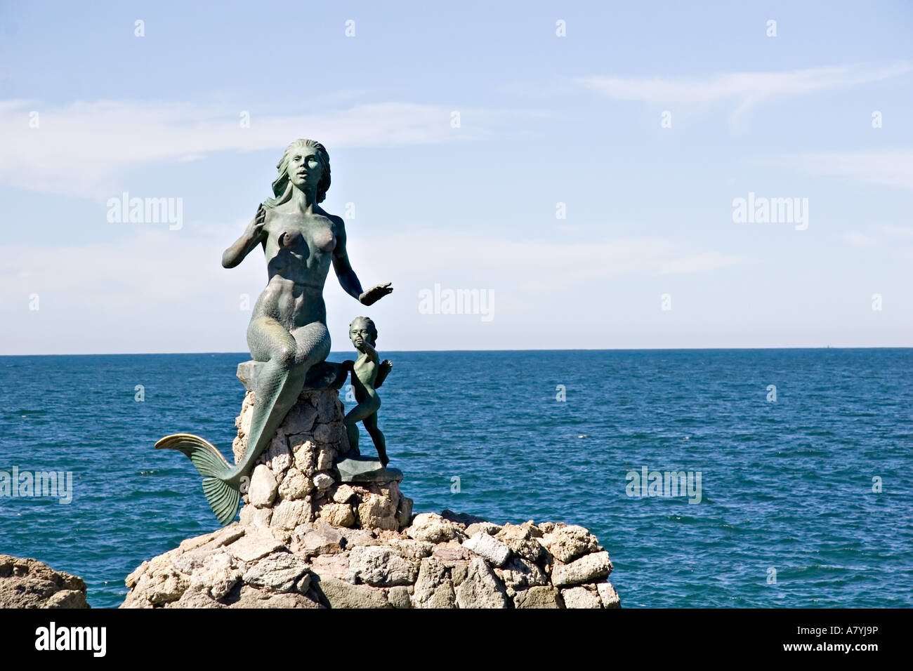 North America, Mexico, Mazatlan. Mermaid monument at the Glorieta ...