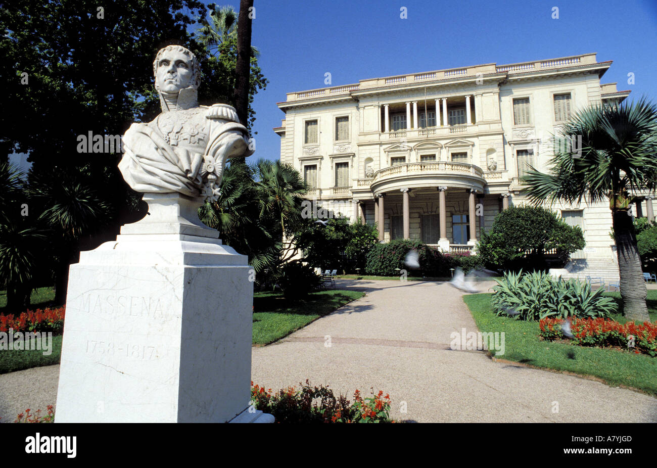 France, Alpes Maritimes, Nice, Massena palace and bust of general ...
