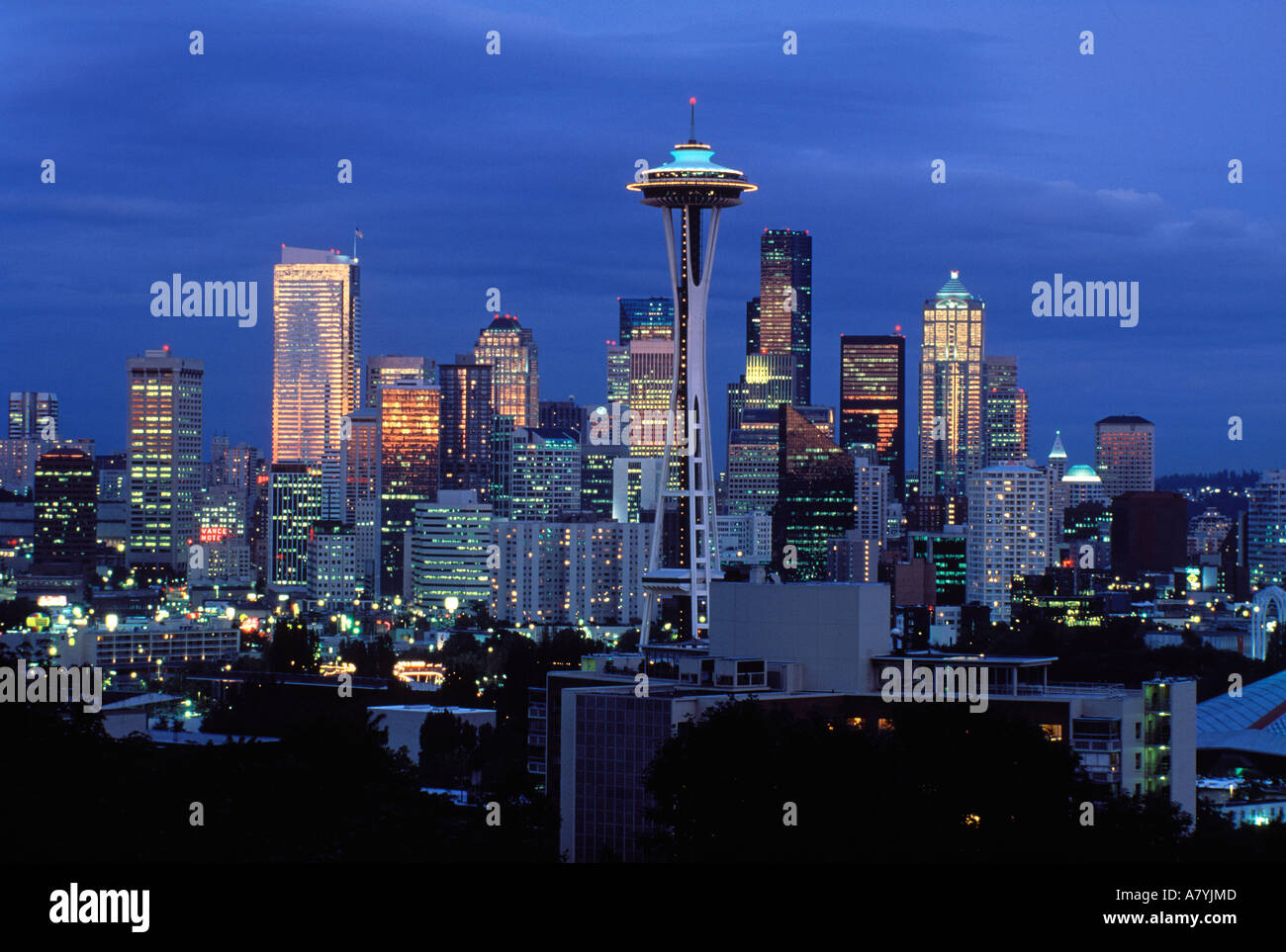 United States, state of Washington, Seattle, at night Stock Photo - Alamy