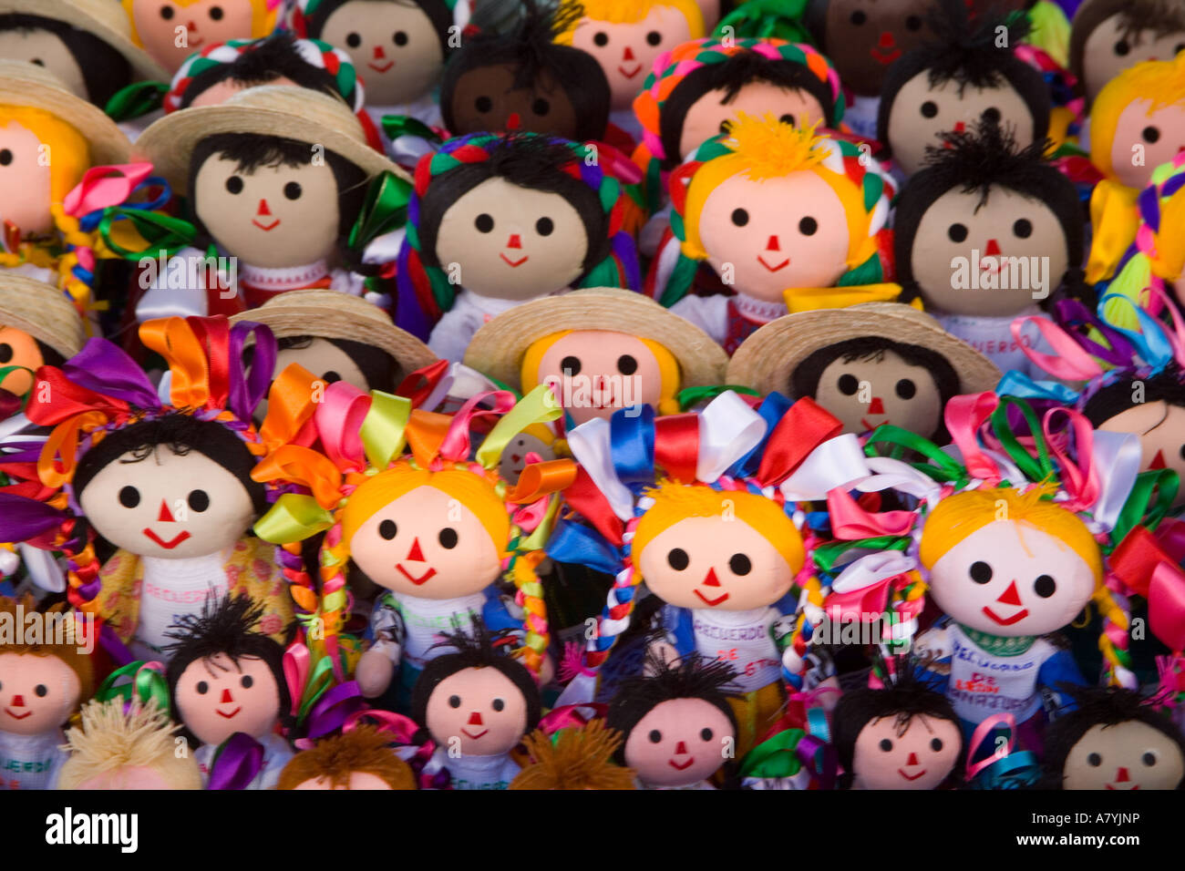 North America, Mexico, Guanajuato. Traditional puppets at the market ...