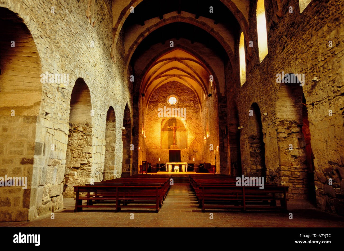 France, Pyrenees Orientales, Prades, benedictine abbey of Saint Michel ...