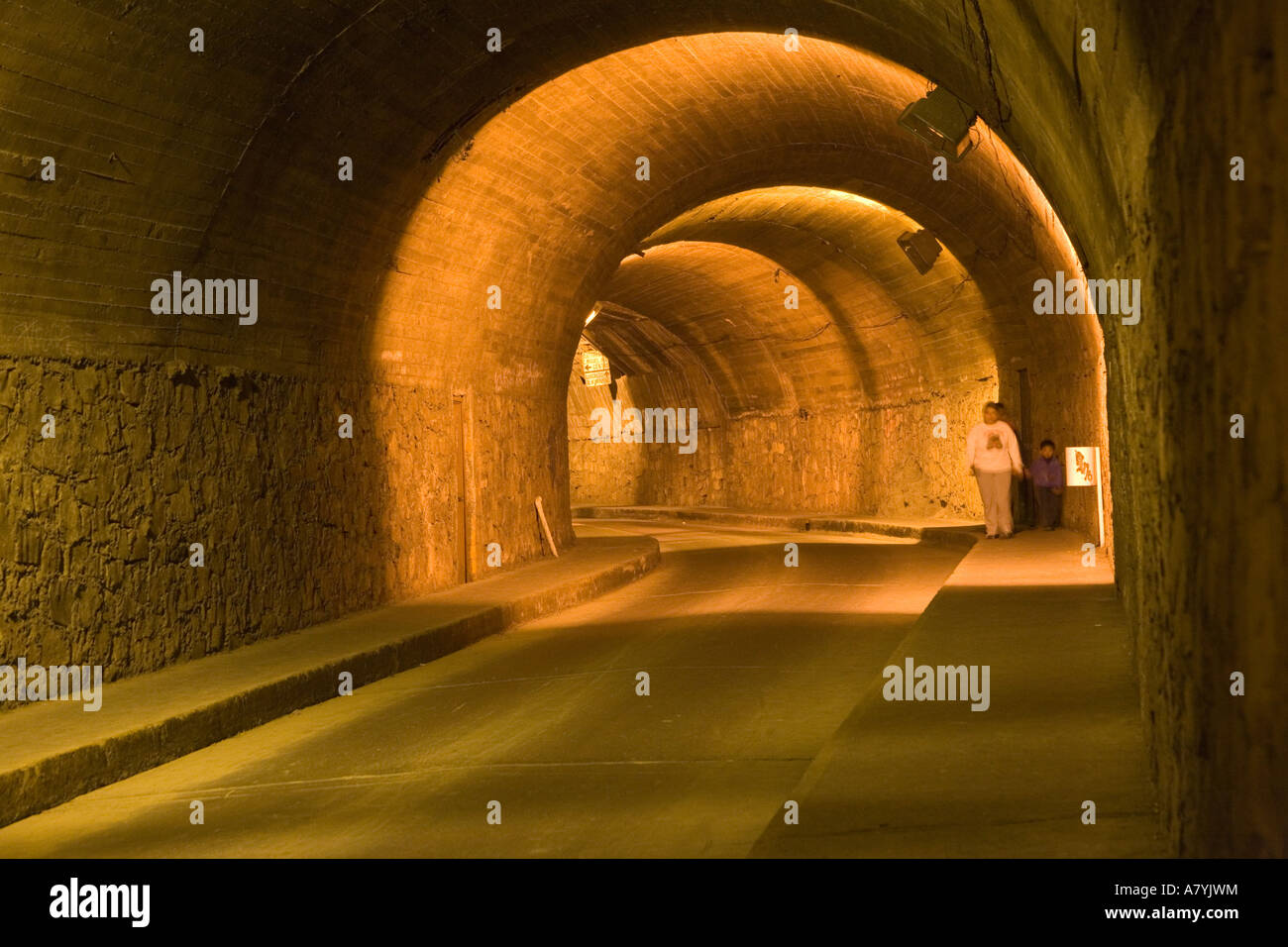 North America, Mexico, Guanajuato. Entrance of one of the subterranean ...