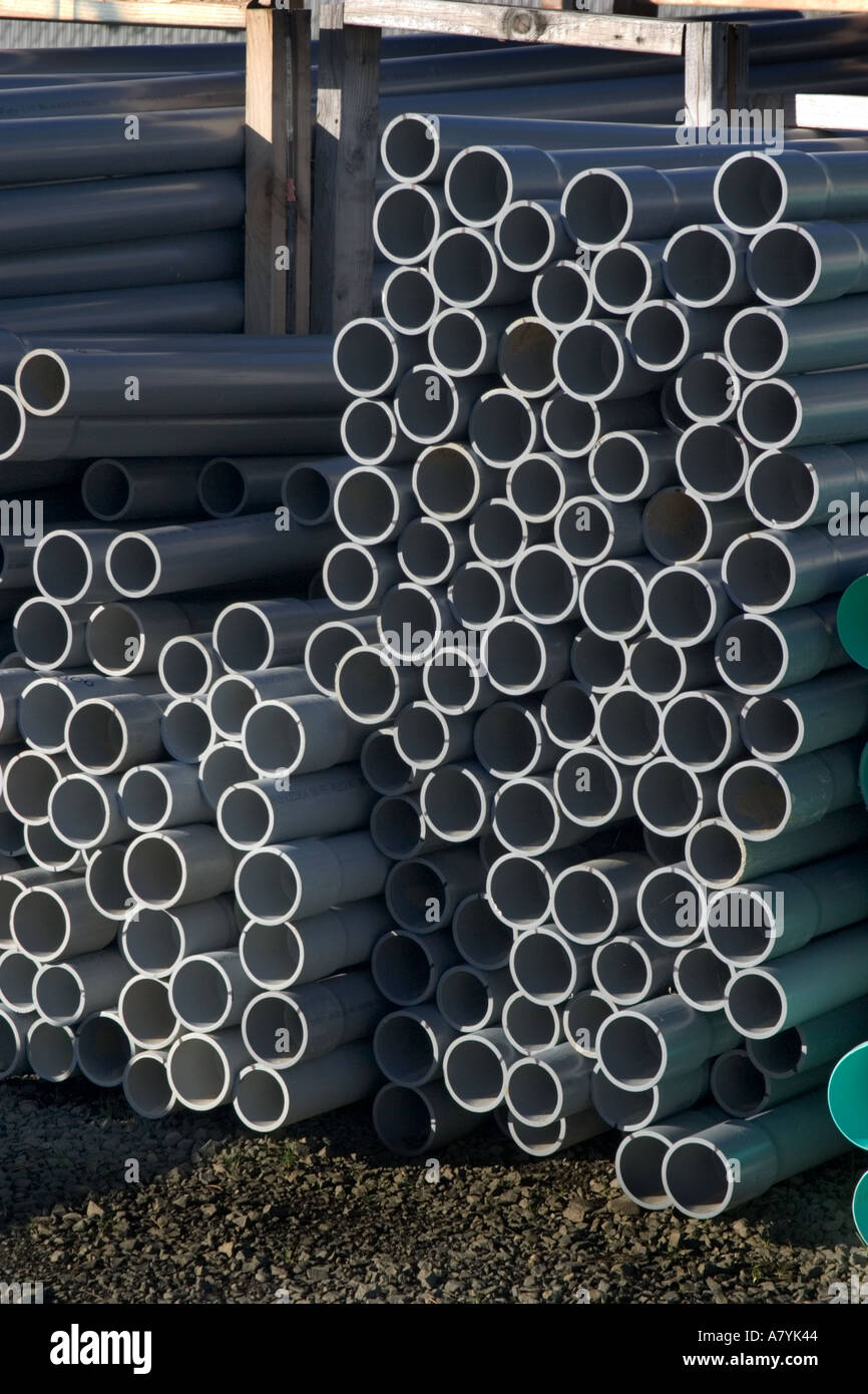 Stacks of PVC pipe at a plumbing supply facility Stock Photo - Alamy