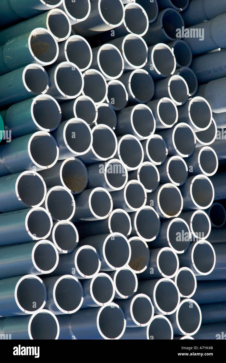 Stacks of PVC pipe at a plumbing supply facility Stock Photo - Alamy