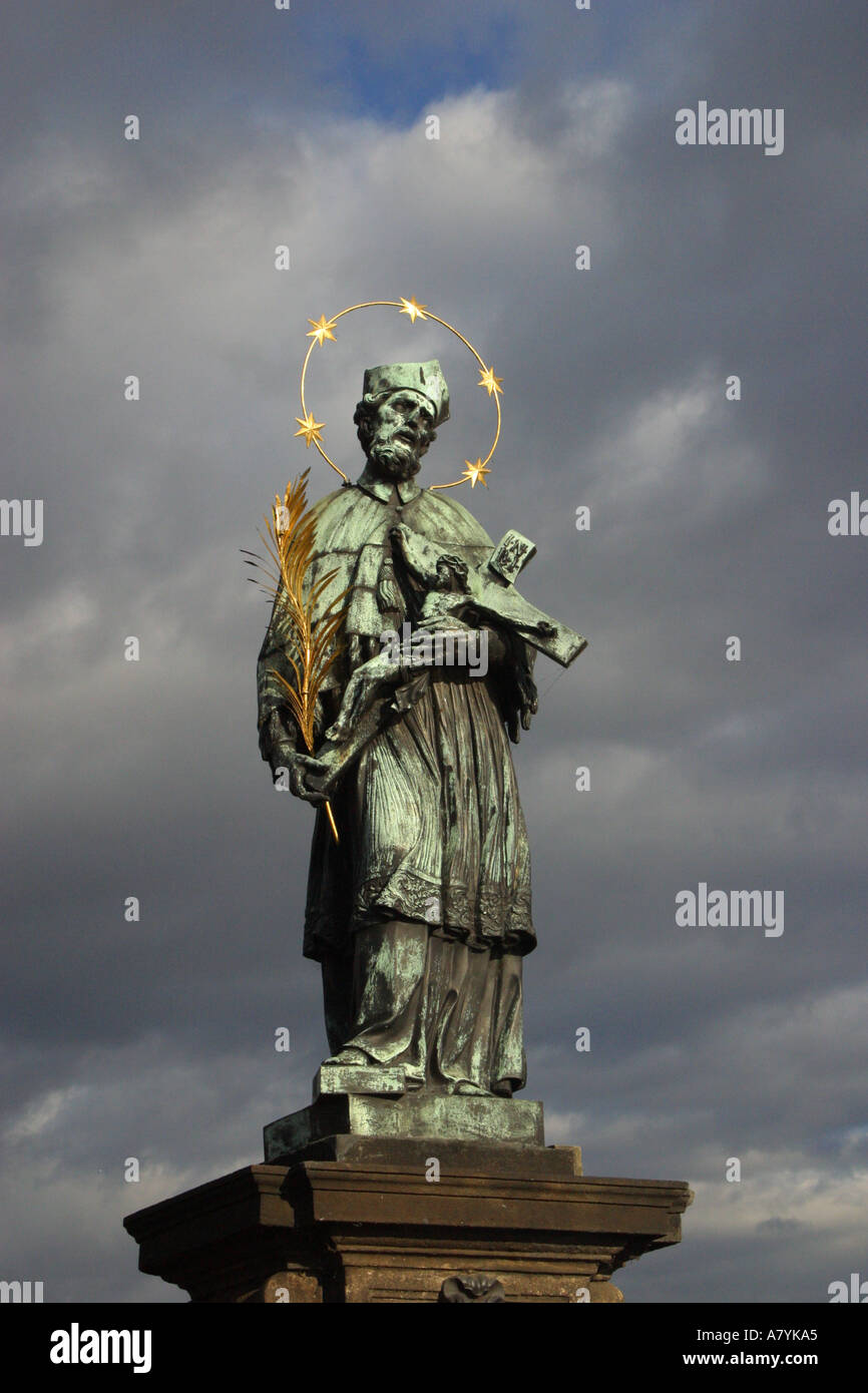 Statue of Saint John Nepomuk on Charles Bridge Prague Stock Photo - Alamy