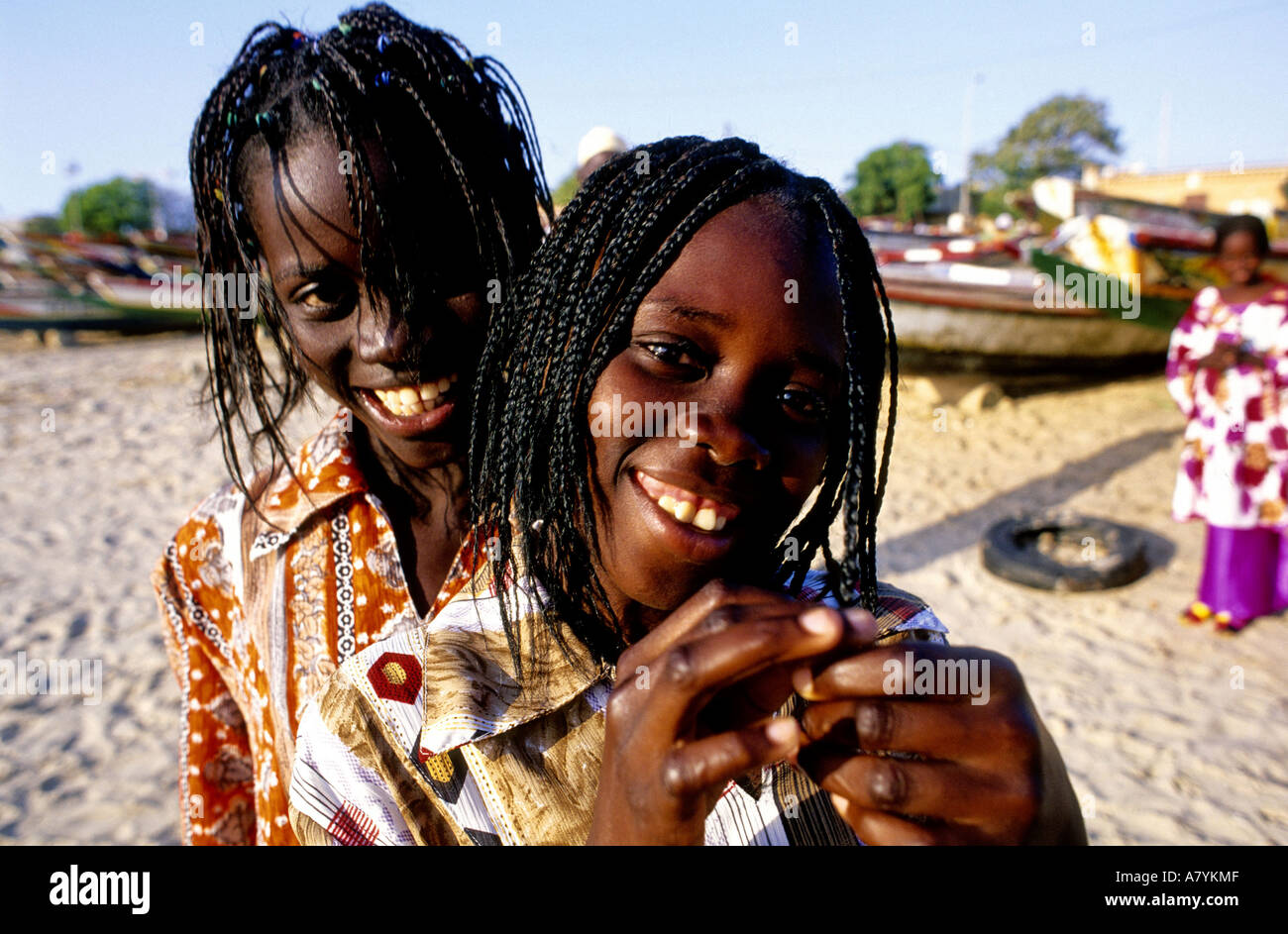 Senegal, Lebou tribe young girls on a beach of Dakar Stock Photo - Alamy