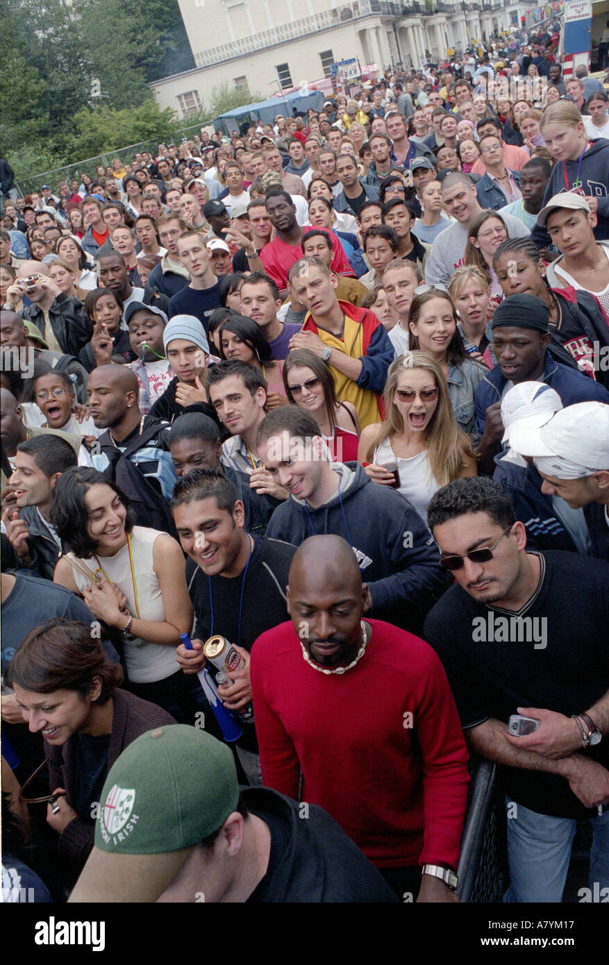 Large multicultural crowd of people in the streets of Nottinghill at ...