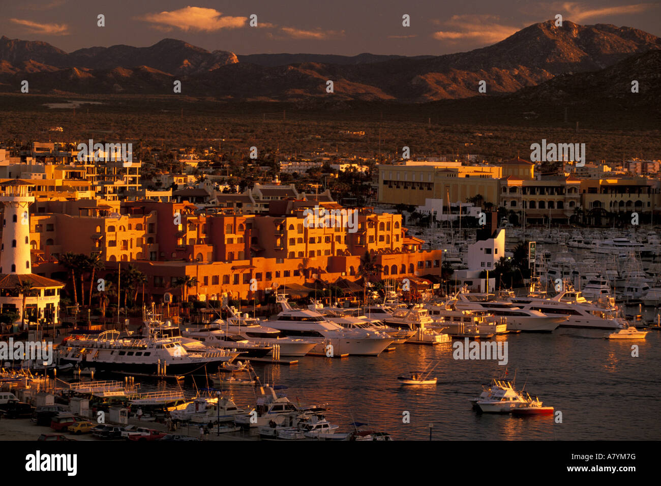 Mexico, Baja, Cabo San Lucas. Town and harbor view Stock Photo - Alamy