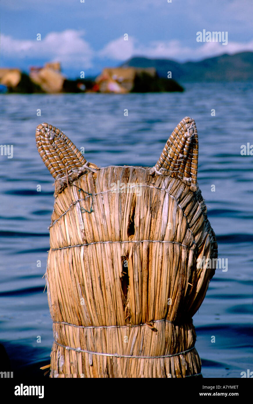 South America, Peru, Lake Titicaca, Puno, Uros floating reed islands ...
