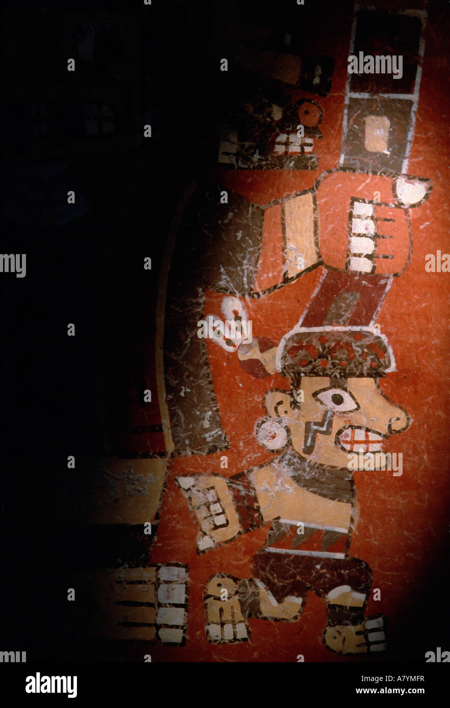 Detail of Staff god on Wari pottery sherd, god of lightening, rain and ...