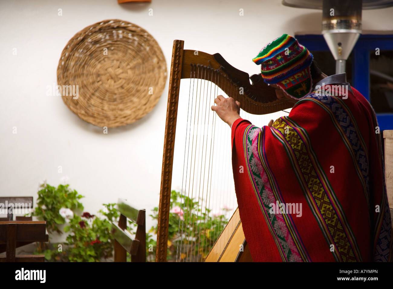 Harp player, Cusco, Peru Stock Photo - Alamy