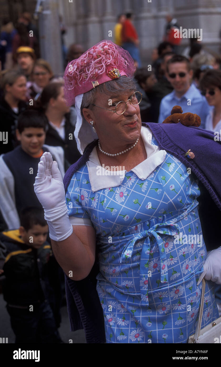 Man dressed in drag during the Easter bonnet parade down 5th avenue New ...