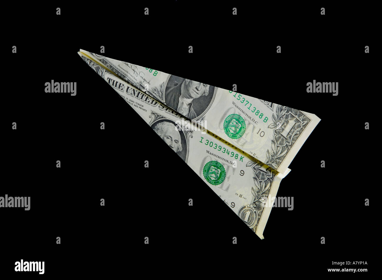 paper airplane from 1 dollar bill Stock Photo - Alamy