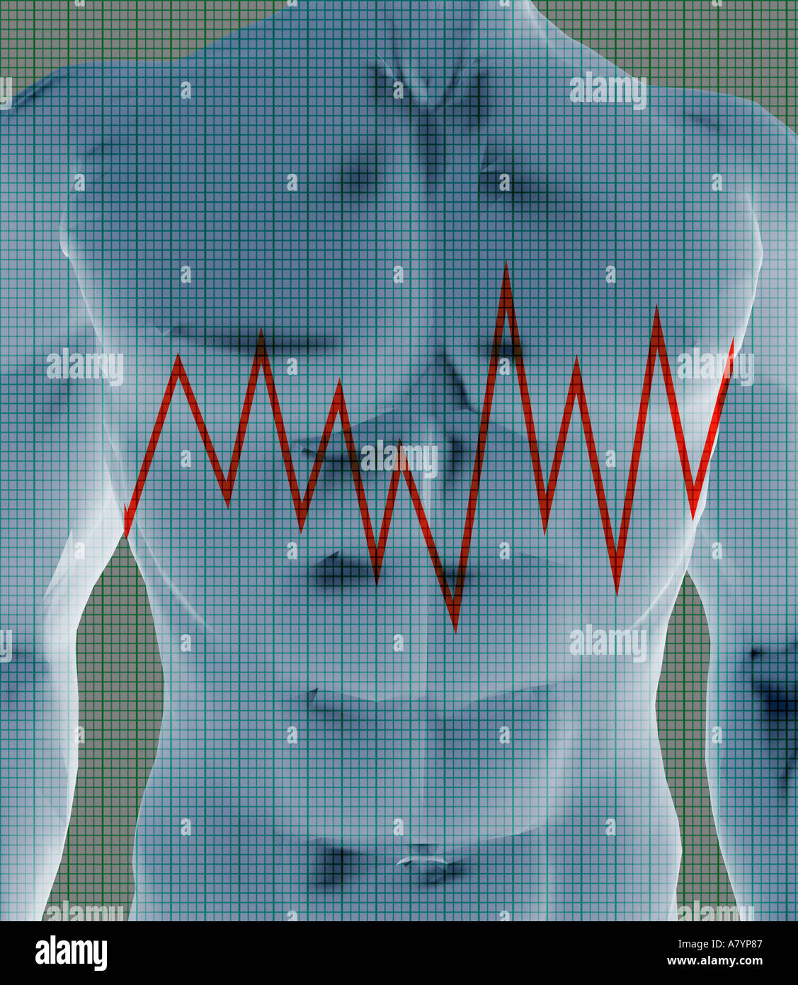 concept of male robot torso with Electrocardiogram pattern Stock Photo ...