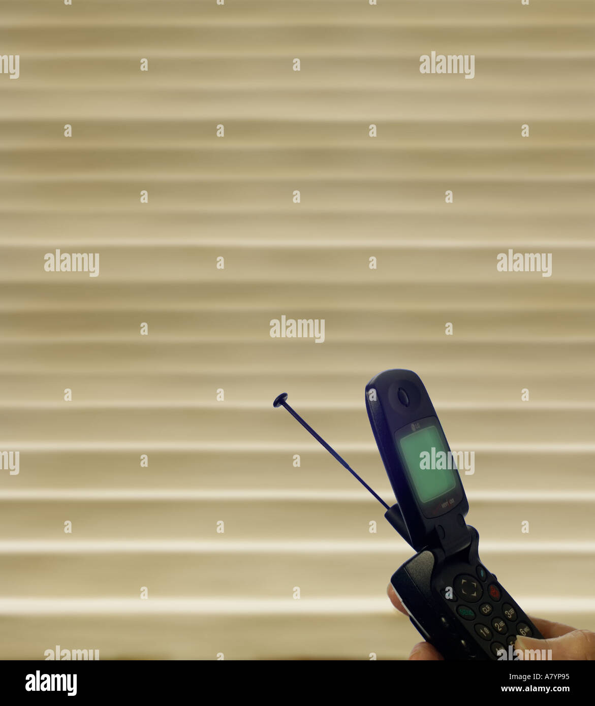 hand dialing cell phone in front of office steps in New York Stock ...