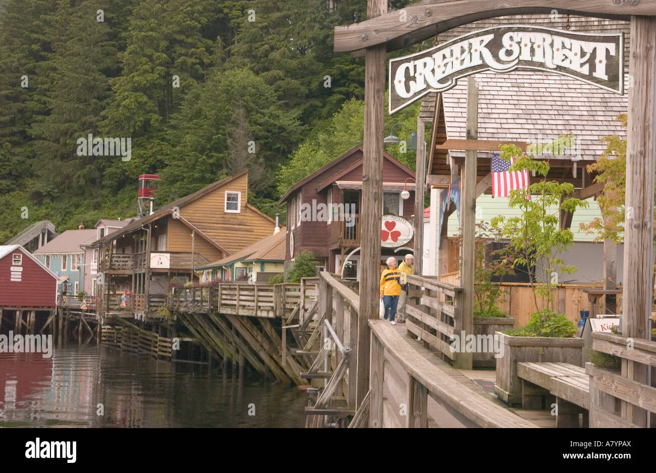 USA, Alaska, Ketchikan, Creek Street, downtown tourist attraction Stock Photo - Alamy