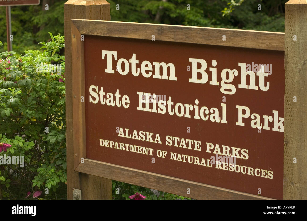 USA, Alaska, Ketchikan, Totem Bight State Park, sign Stock Photo - Alamy