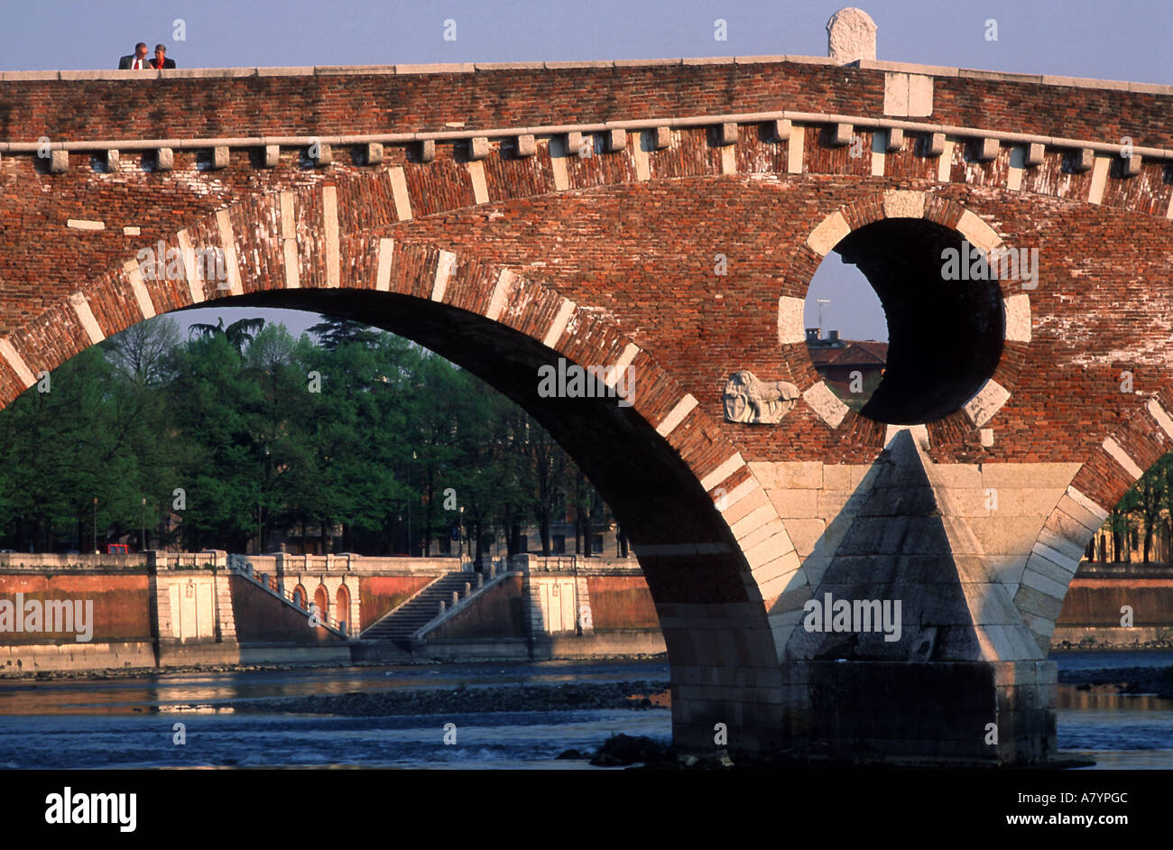 Italy, Venetia, Verona, the Stone Bridge (Ponte di Pietra Stock Photo ...