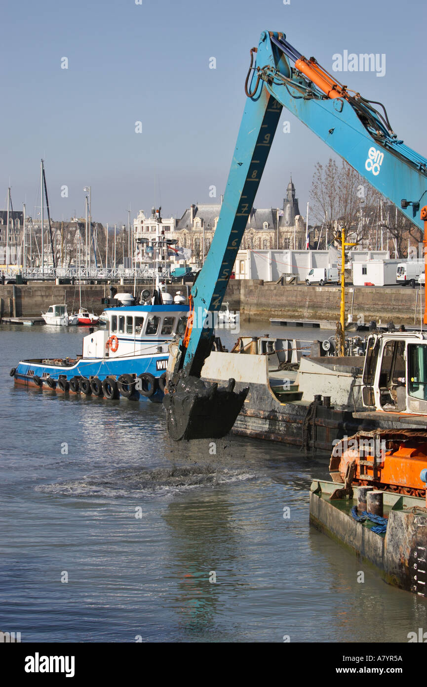 silt dredging platform in Bassin Morny Deauville Normandy France Stock ...