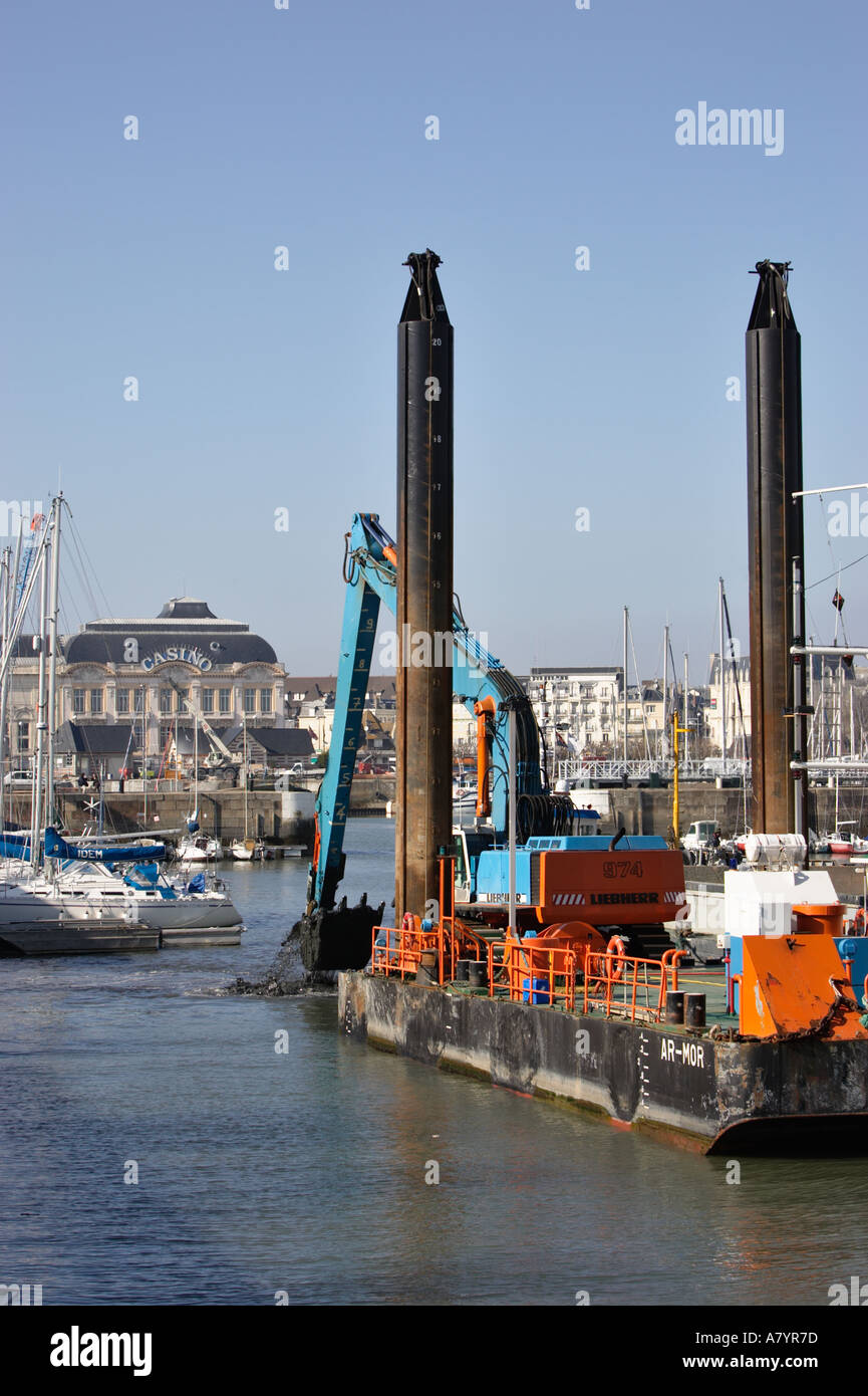silt dredging platform in Bassin Morny Deauville Normandy France Stock ...