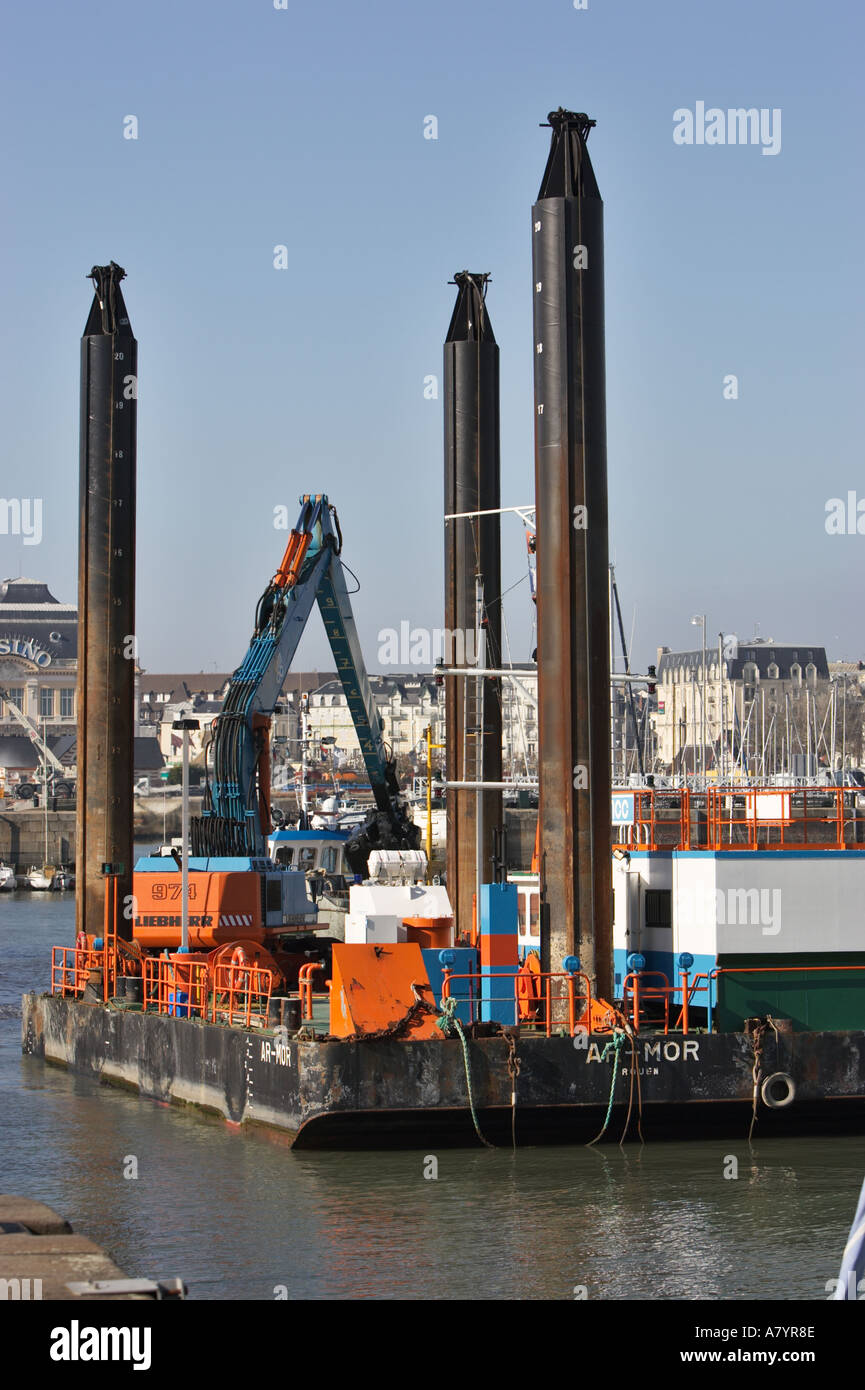 silt dredging platform in Bassin Morny Deauville Normandy France Stock ...