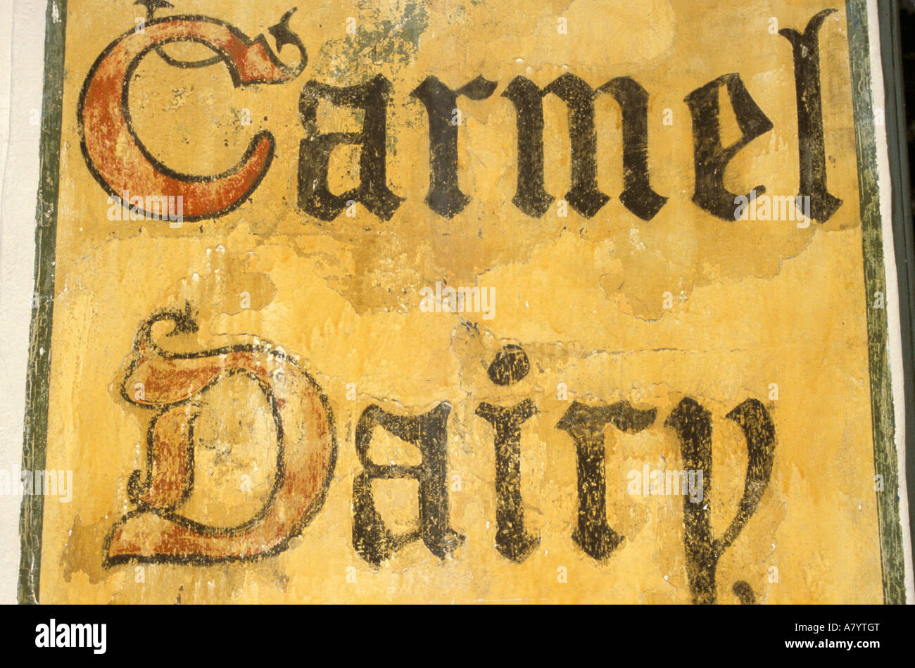North America, USA, California, Carmel. Old Carmel Dairy sign Stock ...