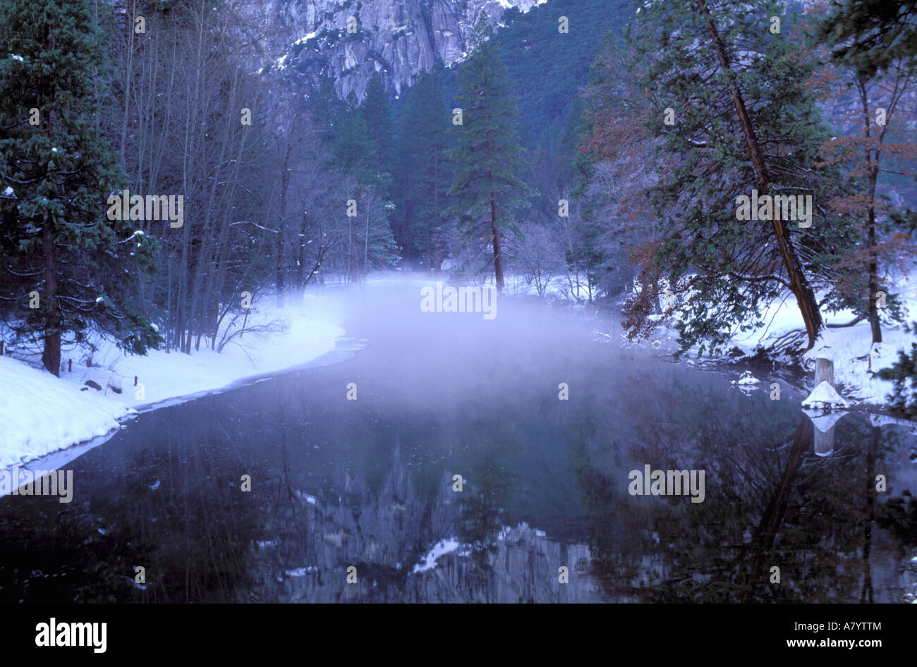 North America, USA, California, Yosemite National Park. Merced River in ...