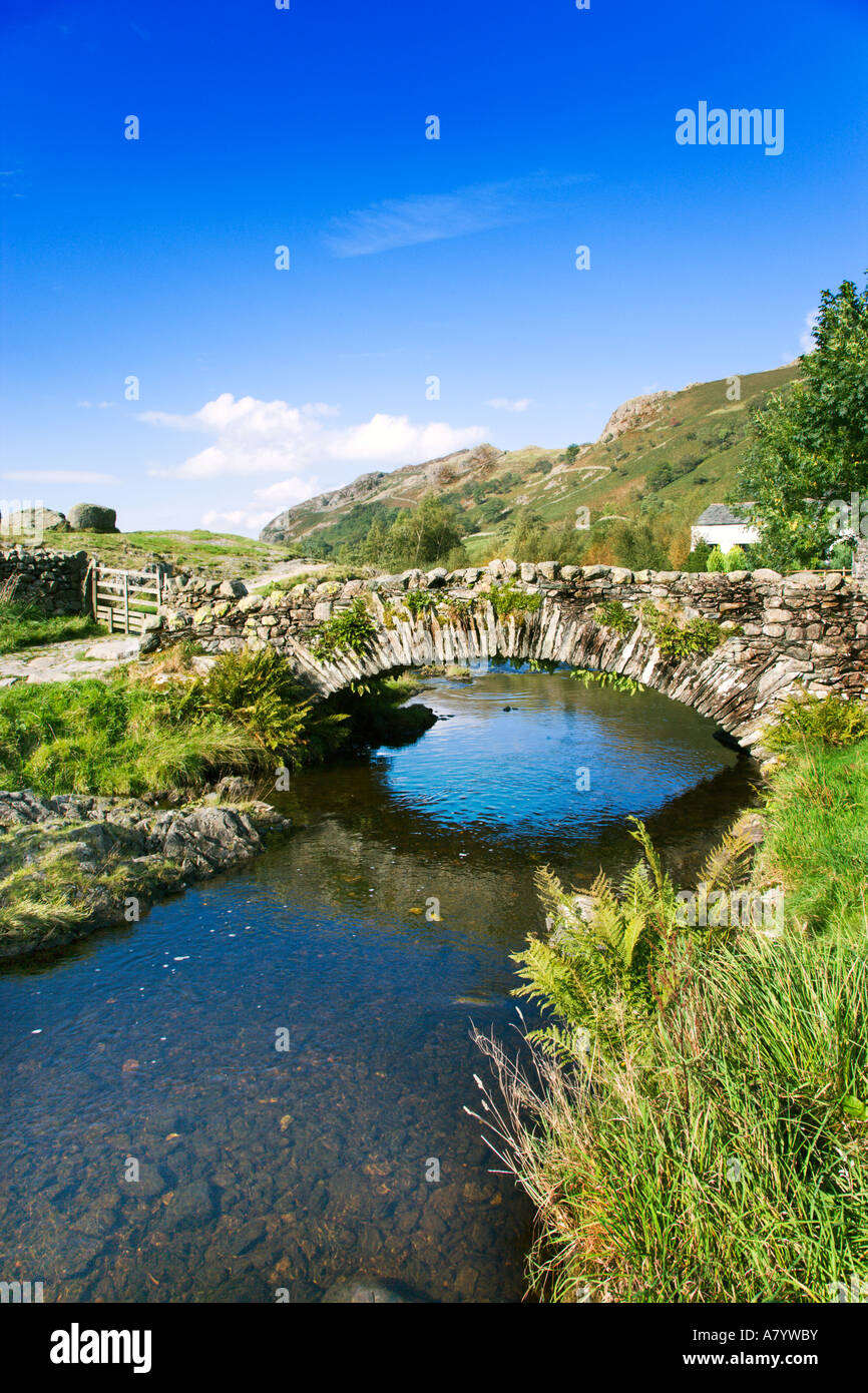 Stone Packhorse Bridge Crossing Over Watendlath Beck High In The Grange ...