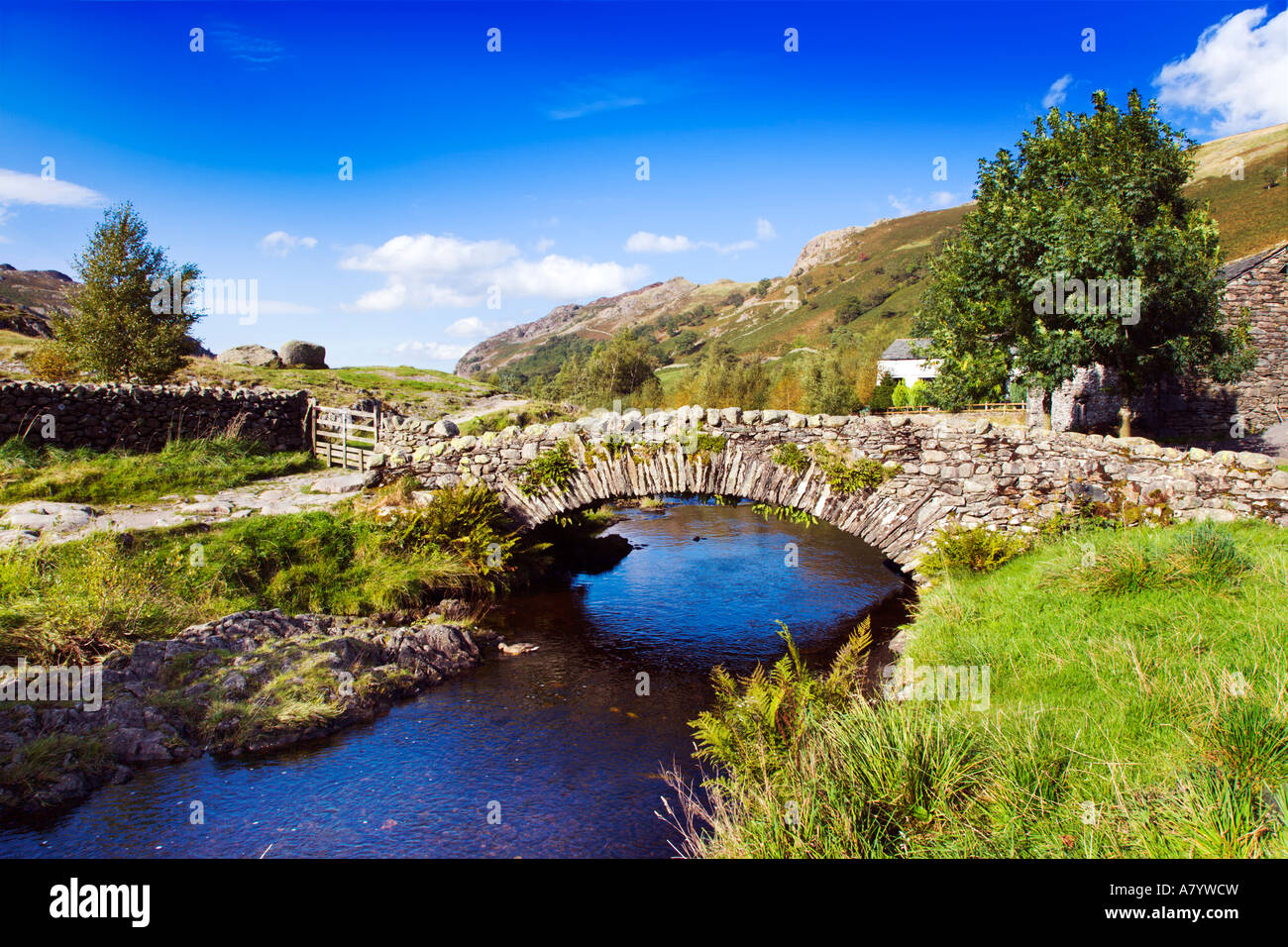 Old Stone Bridge Crossing Over Watendlath Beck, Watendlath Tarn The ...