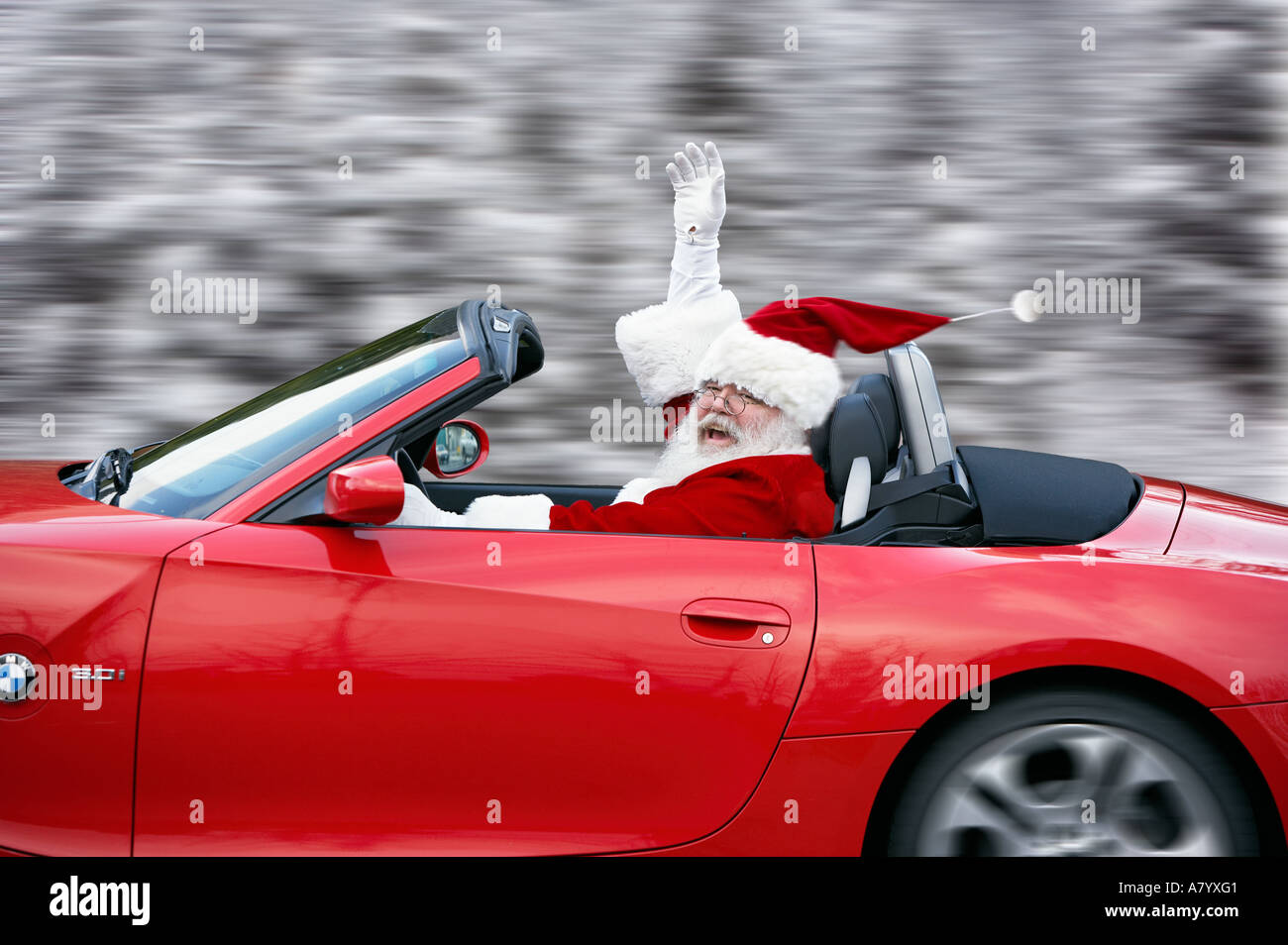 Santa driving a bmw z4 roadster hi-res stock photography and images - Alamy
