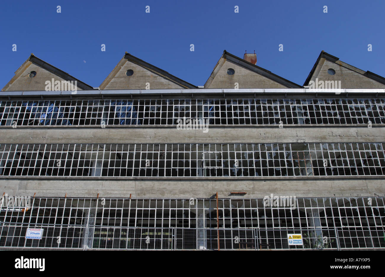 Smashed old industrial factory building Somerset England Stock Photo ...