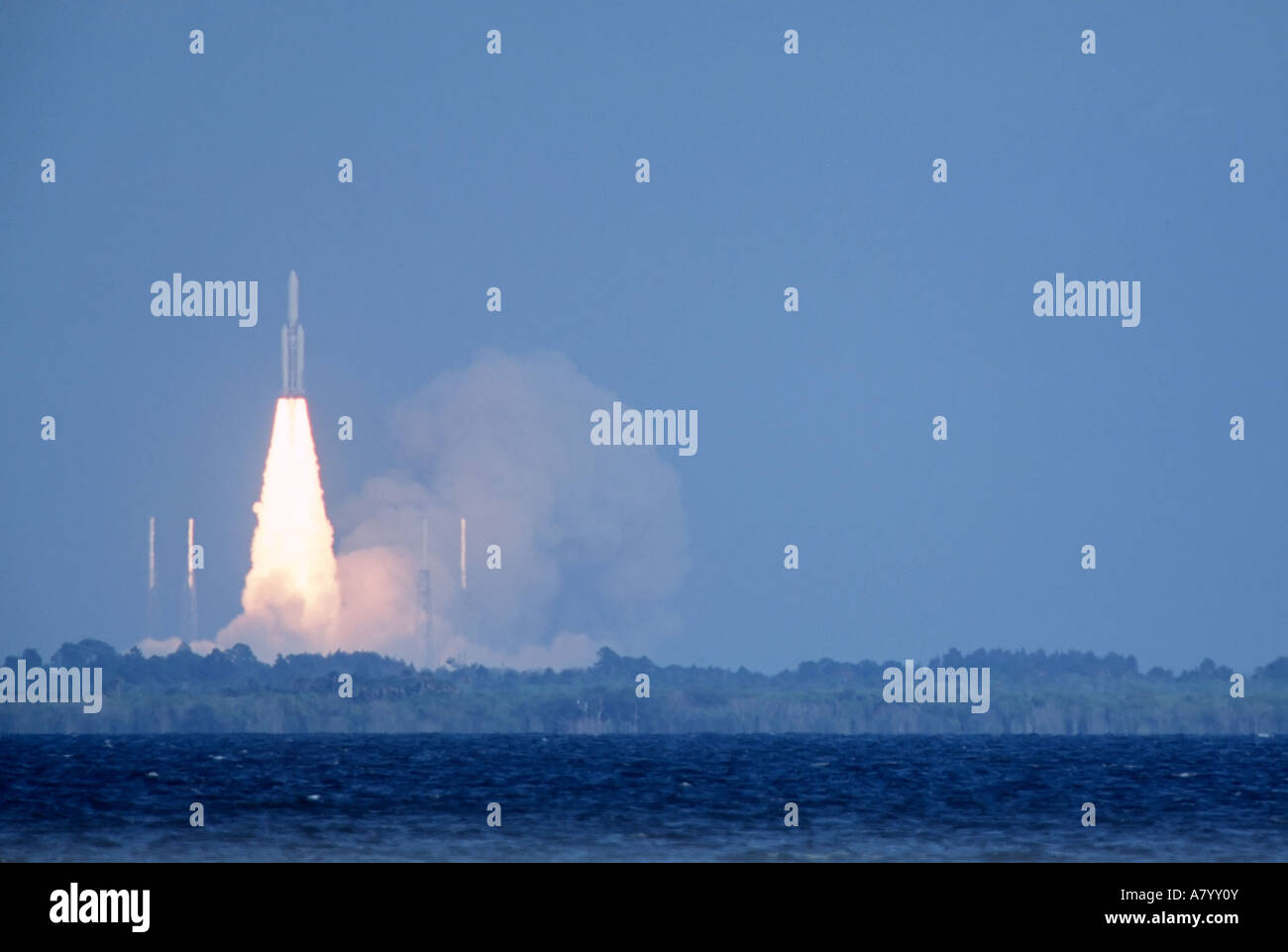 North America, USA, Florida, Cape Canaveral. A rocket launch at the ...