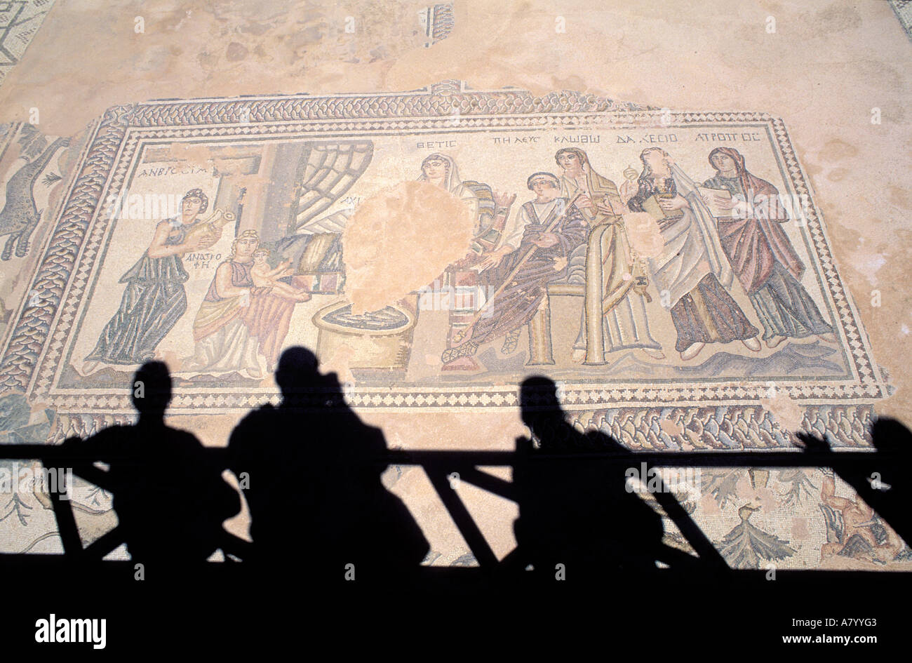 Cyprus, Paphos archaeological site, mosaics of the Thesee house Stock ...