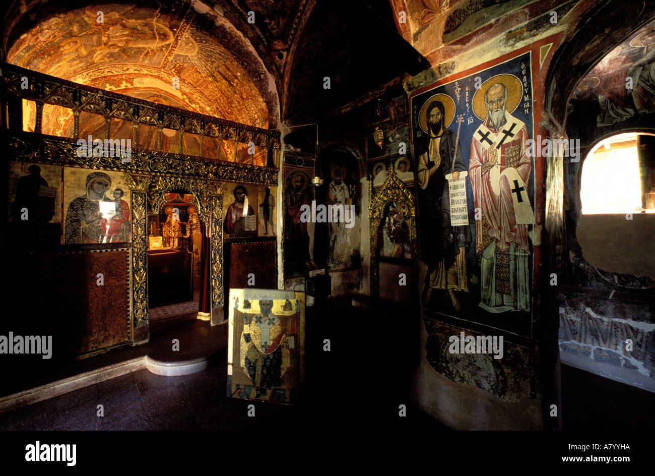 Cyprus, Centre region, Troodos Mountains, Byzantine church of Saint ...