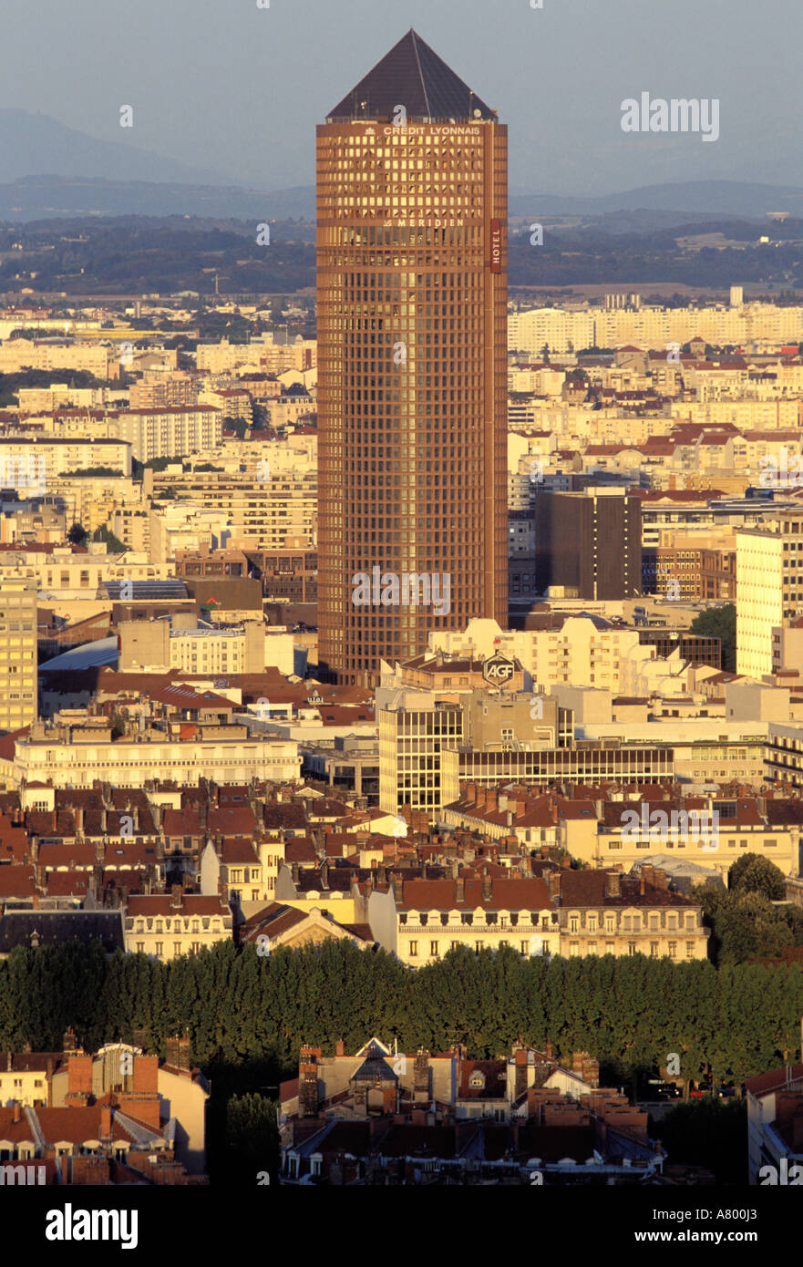 France, Rhone, Lyon, Credit Lyonnais bank pencil shaped building Stock ...