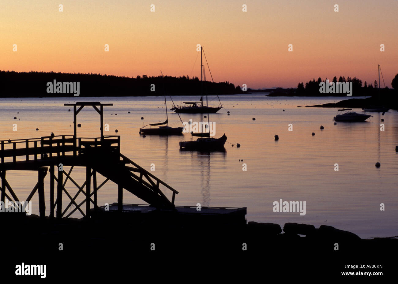 Boothbay Harbor, ME. Sunrise in Boothbay Harbor Stock Photo - Alamy