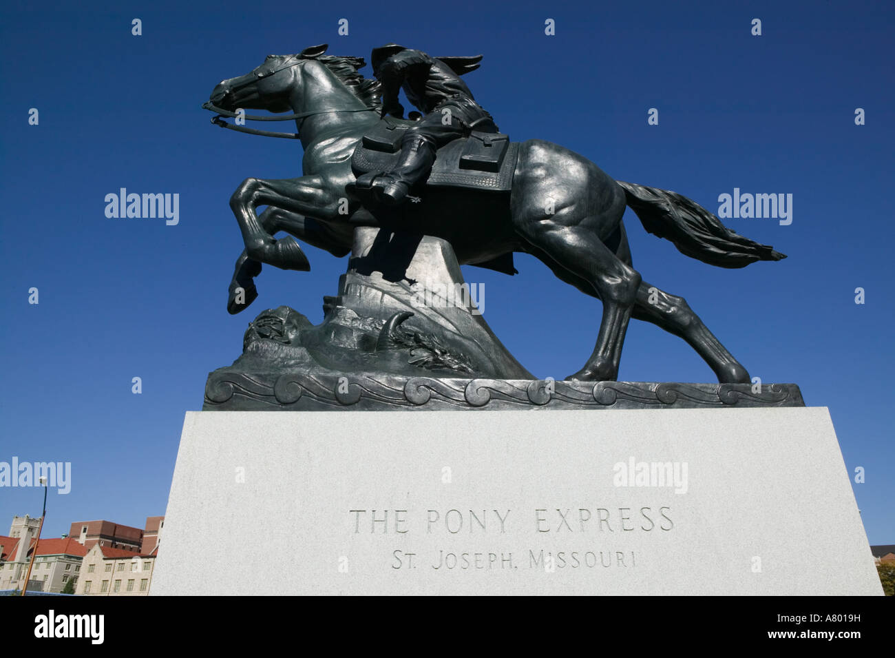 USA, Missouri, St Joseph, Pony Express Memorial Commemorating the first ...