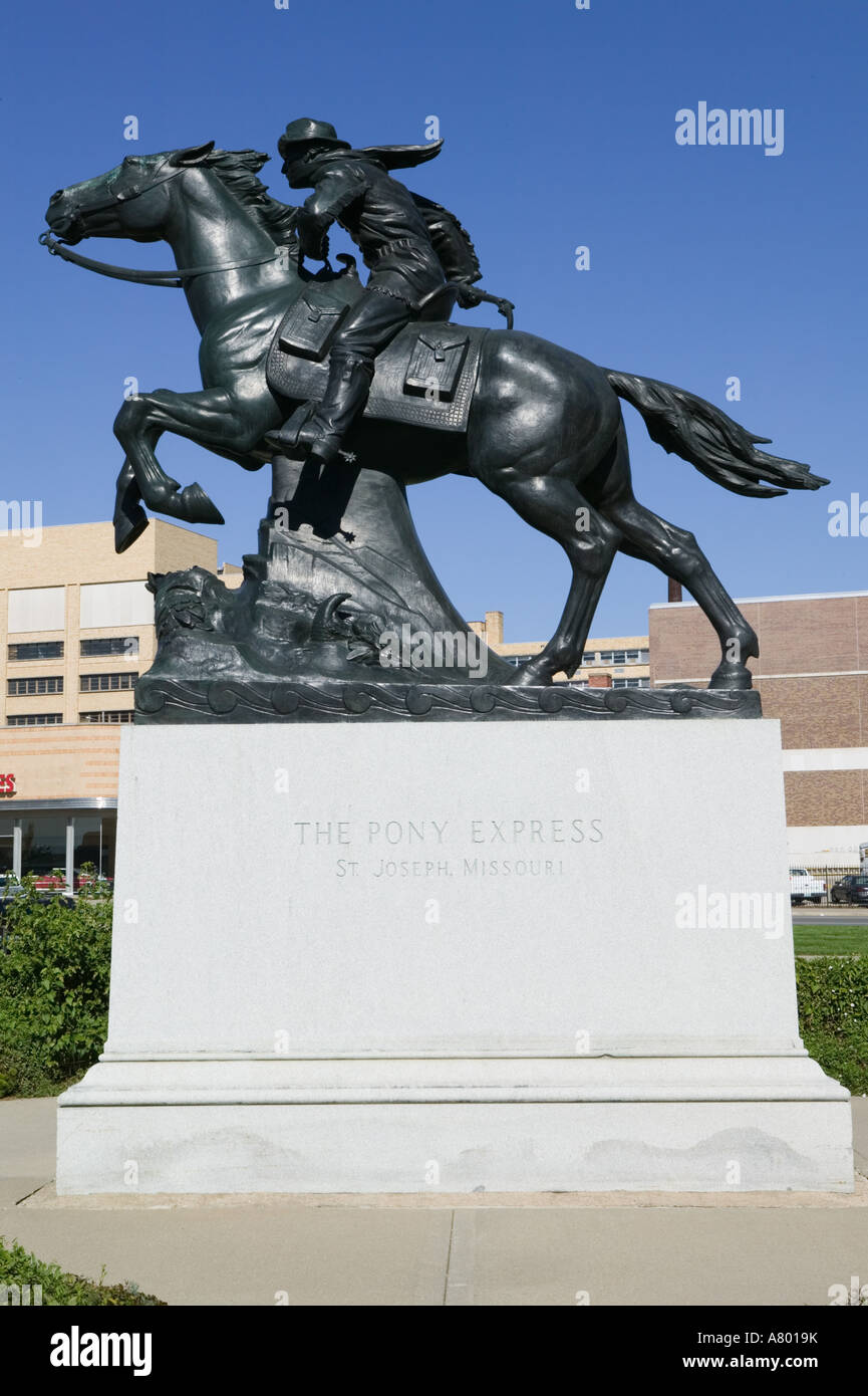 USA, Missouri, St Joseph, Pony Express Memorial Commemorating the first ...
