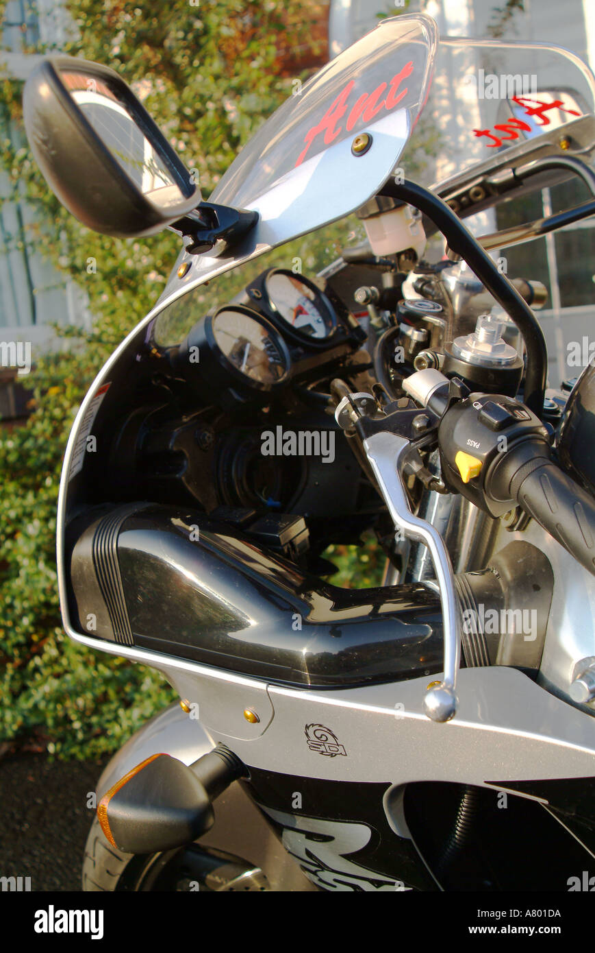 suzuki motorcycle parked outside detached house Stock Photo - Alamy